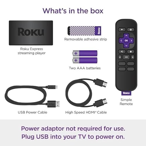 Roku Express HD Streaming Device, With High-Speed HDMI Cable And Simple ...