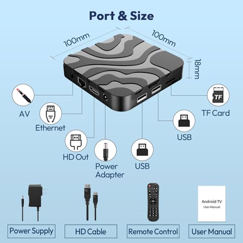 EASYTONE Android 12.0 TV Box 4GB RAM 64GB ROM, Android Box 2025 H618 ...