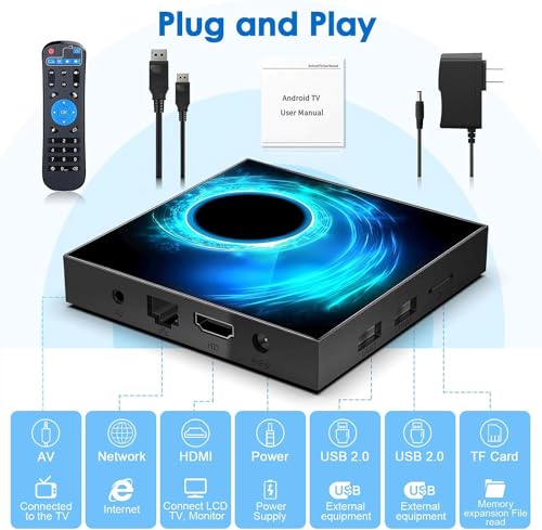 Android TV Box 10.0 2GB RAM 16GB ROM, Android TV Box 2025 4K 6K Tv Box ...