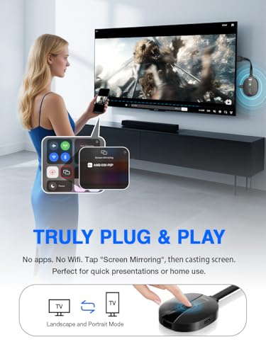 AIMIBO 2025 Wireless Display Adapter 4K, Plug & Play 2.4G+5G@60Hz HDMI Wireless Dongle For IOS ...