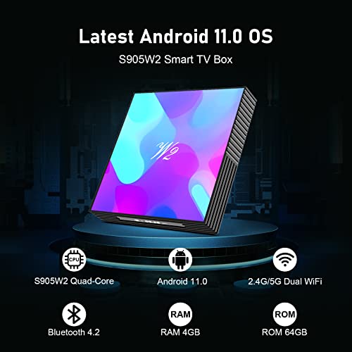 Android TV Box 4GB RAM 64GB ROM S905W2 Set Top TV Box 3D 4K UHD 2.4G 5G ...