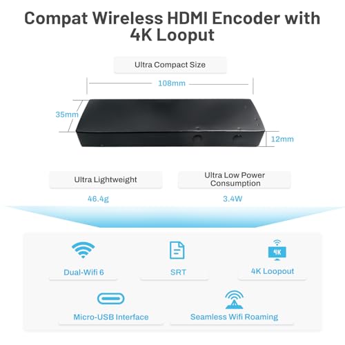 DDMALL H265/264 4K HDMI Encoder HEVC, Video Encoder With HDMI Loopout, Wireless IPTV Encoder ...