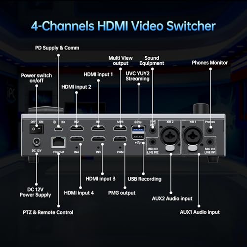 Yinker 5.5 Inch LCD Screen Video Mixer Switcher 4-Channel HDMI Live ...